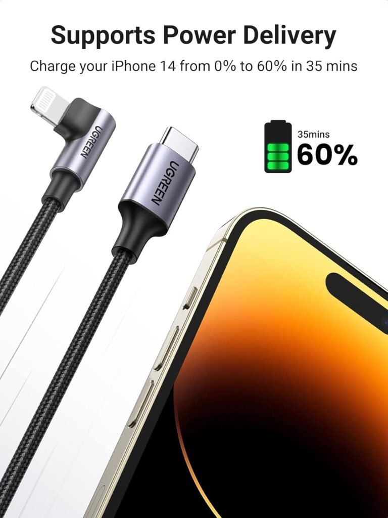 Buy Premium UGREEN 90 Degree 3A Type-C To Lightning Cable